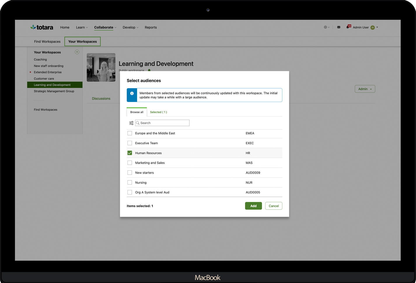 Feature Sheet - Audience management - Totara Learning