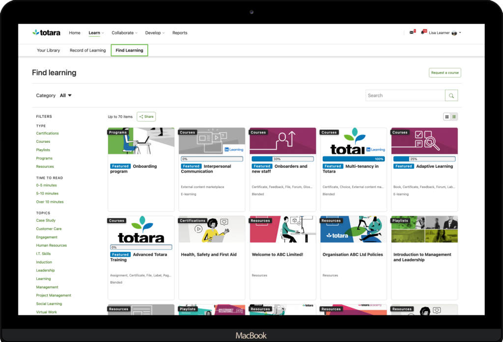 Feature Sheet - Catalog management - Totara Learning