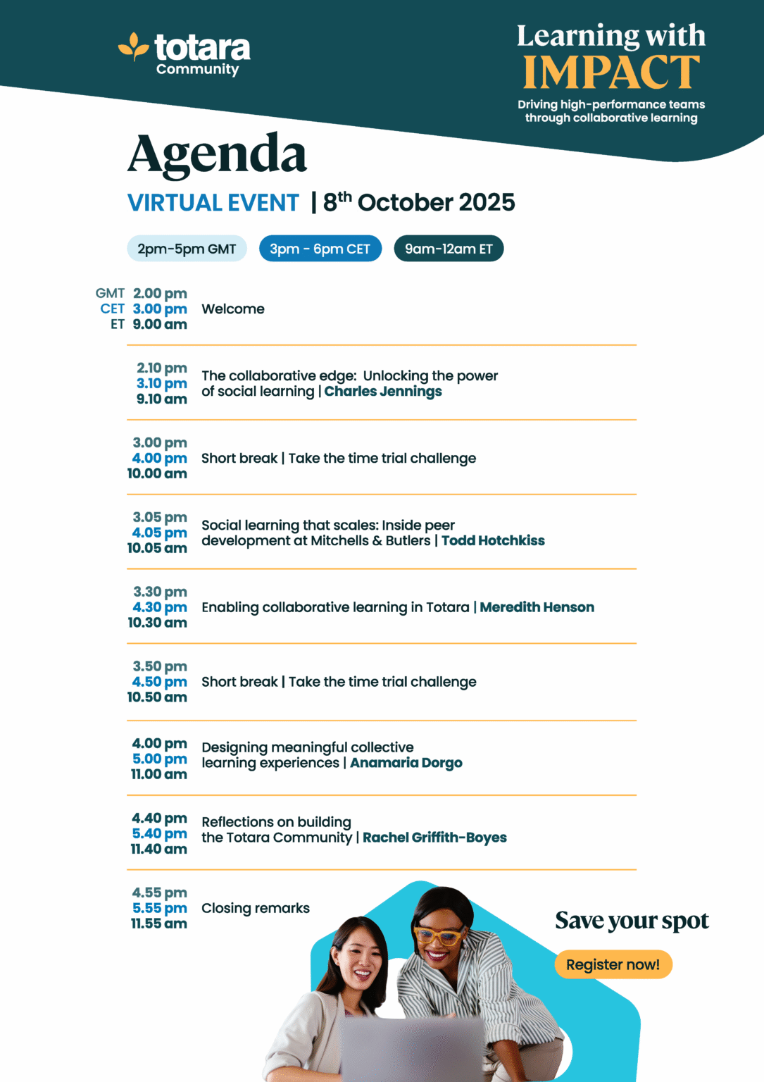 Learning with Impact Oct 2025 Agenda - Totara Learning